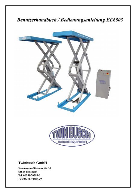 Benutzerhandbuch / Bedienungsanleitung EE6503 - Twin Busch ...