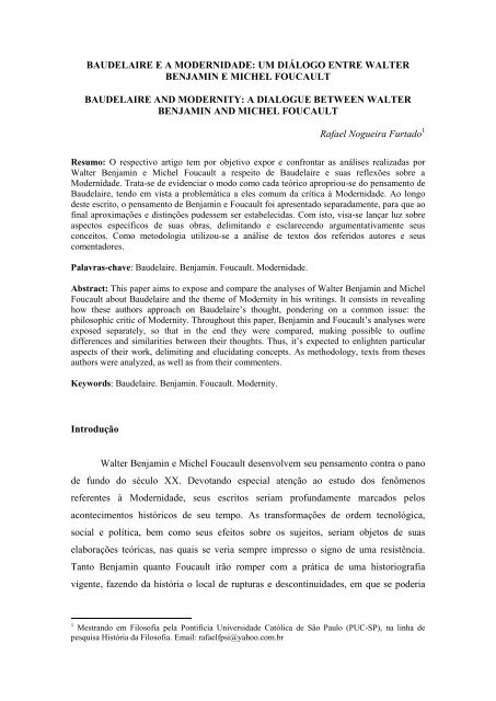 baudelaire ea modernidade - Faculdade de Filosofia e Ciências