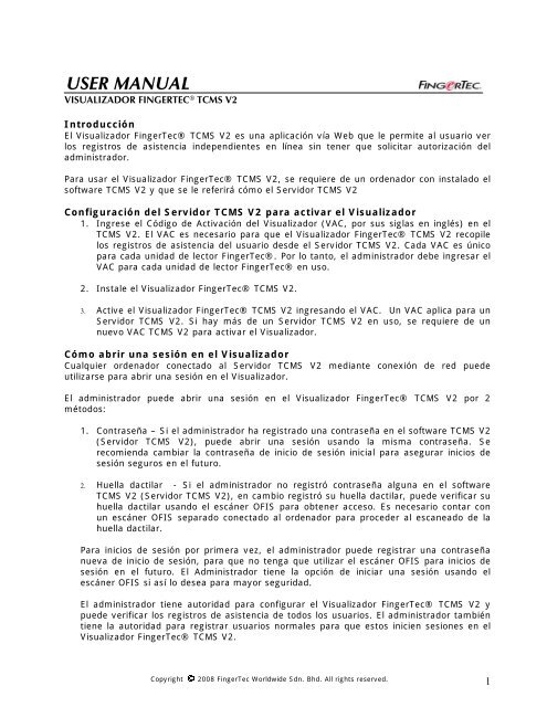 USER MANUAL - FingerTec