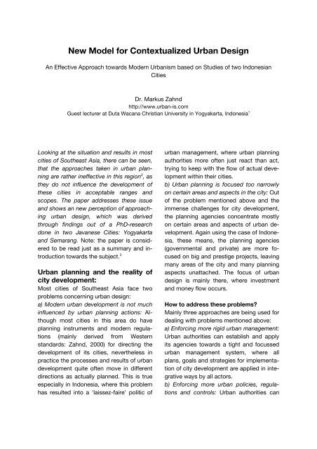New Model For Contextualized Urban Design