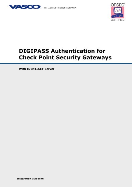 DIGIPASS Authentication for Check Point Security Gateways - Vasco