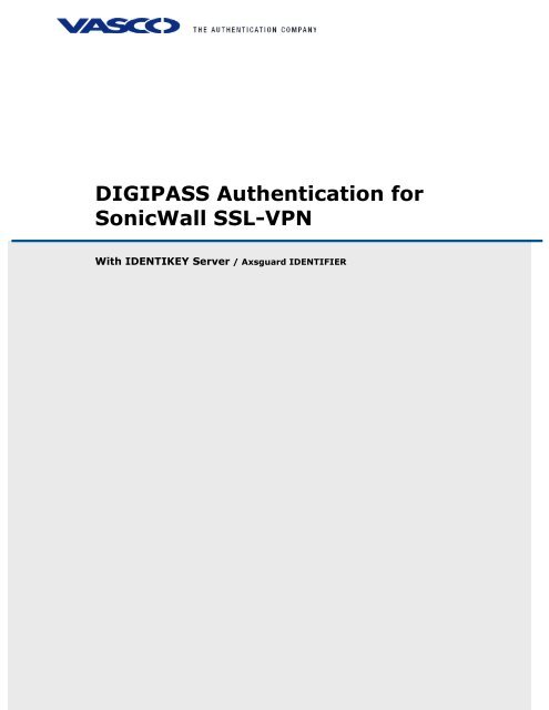 DIGIPASS Authentication for SonicWall SSL-VPN - Vasco