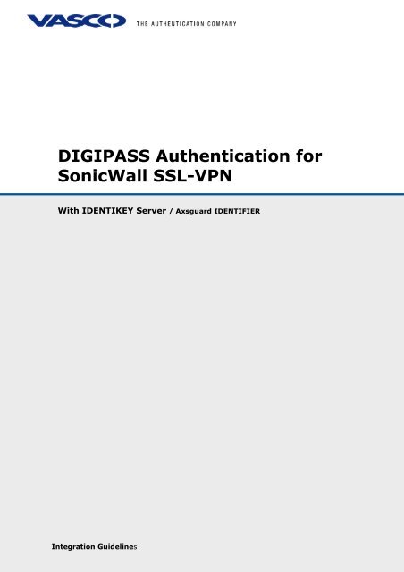 DIGIPASS Authentication for SonicWall SSL-VPN - Vasco