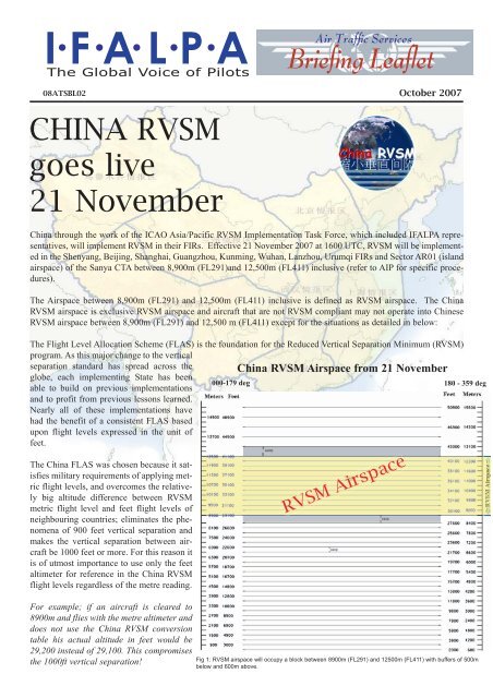 IFALPA Briefing Leaflet - China RVSM - 10.10.07 - SwissALPA