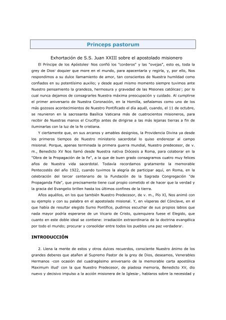 Princeps Pastorum (Sobre el Apostolado Misionero)