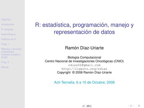 R: estadística, programación, manejo y representación de datos