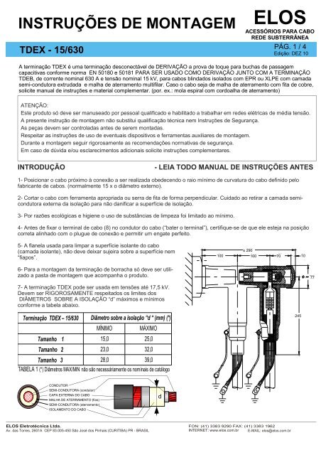 manual tdex 15 - ELOS Eletrotécnica Ltda