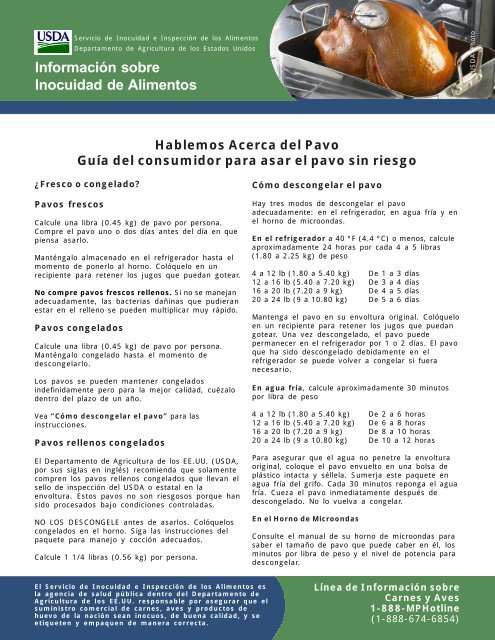 Hablemos Acerca del Pavo - Guía del consumidor para asar el pavo ...
