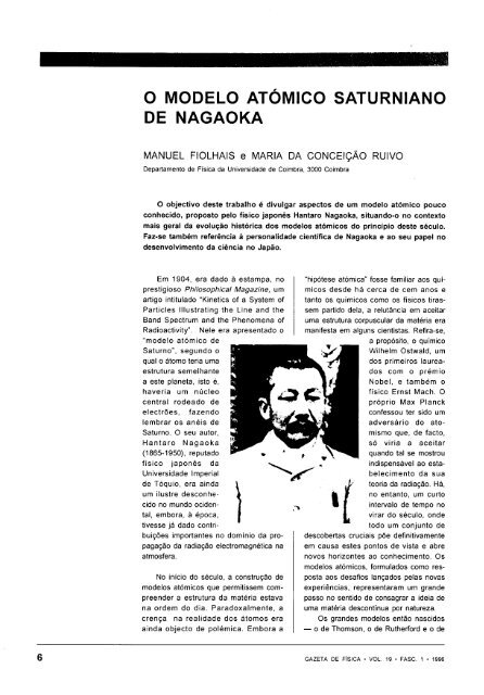 o modelo atómico saturniano de nagaoka - Nautilus - Universidade ...