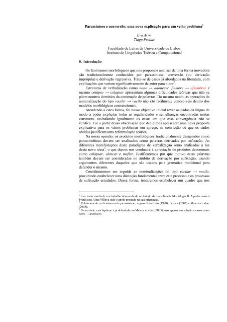 Parassíntese e conversão: uma nova explicação para um velho ...