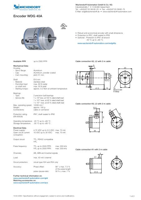 Encoder WDG 40A - Wachendorff Prozesstechnik GmbH & Co. KG