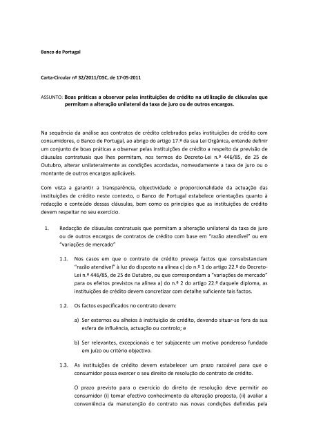 Carta Circular 32_2011 - Banco de Portugal