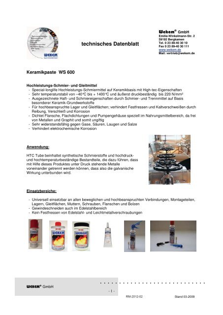 technisches Datenblatt - WEKEM