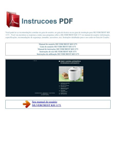 Manual do usuแrio SILVERCREST KH 1171 - INSTRUCOES PDF