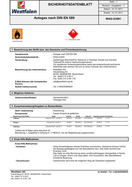 Autogas nach DIN EN 589 - Westfalen AG