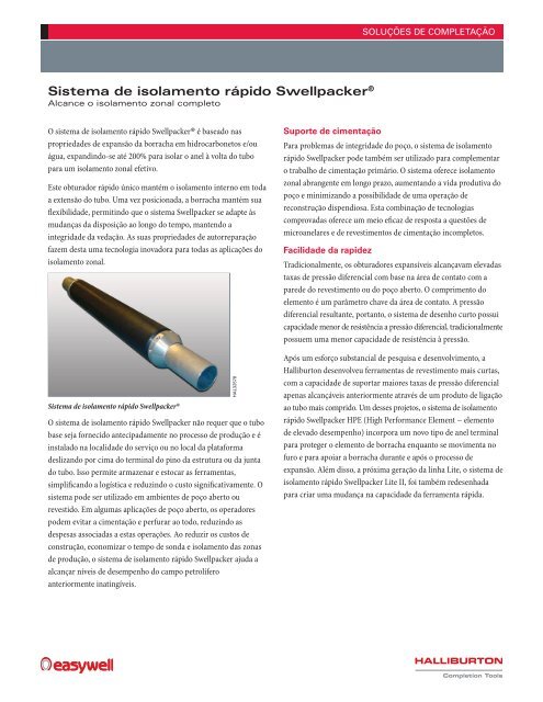 Sistema de isolamento rápido Swellpacker® - Halliburton