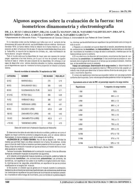 Algunos aspectos sobre la evaluación de la fuerza: test isometricos ...