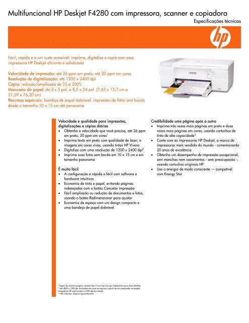 Multifuncional HP Deskjet F4280 com impressora, scanner e ...