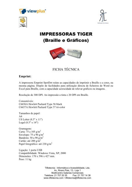 IMPRESSORAS TIGER (Braille e Gráficos) - Tiflotecnia