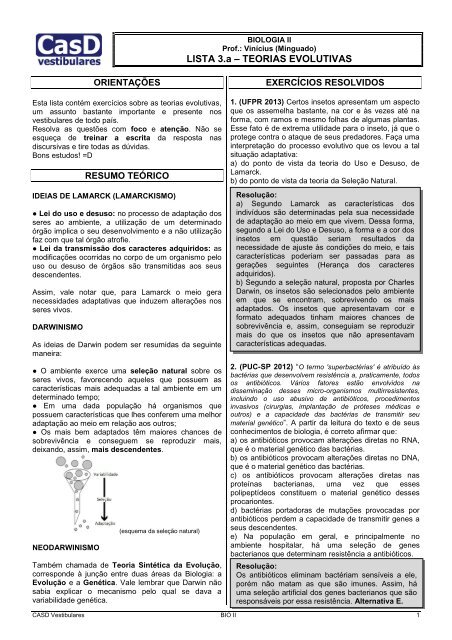 Lista 3.a - Teorias evolutivas.pdf - CASD Vestibulares