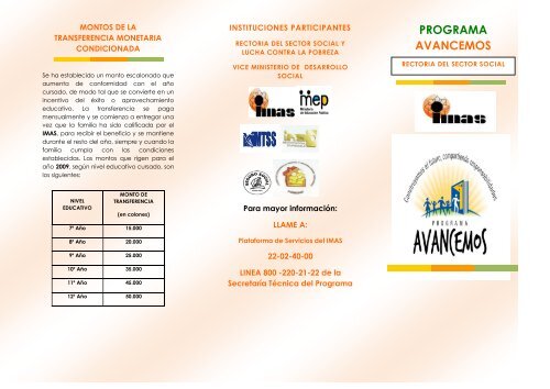 PROGRAMA AVANCEMOS - IMAS