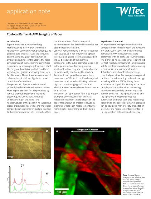 Confocal Raman & AFM Imaging of Paper 1.3 - WITec