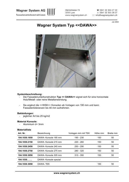Wagner System Typ - Wagner System AG