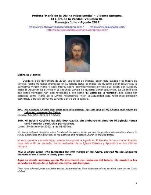Profeta 'María de la Divina Misericordia' – Vidente Europea. El Libro ...