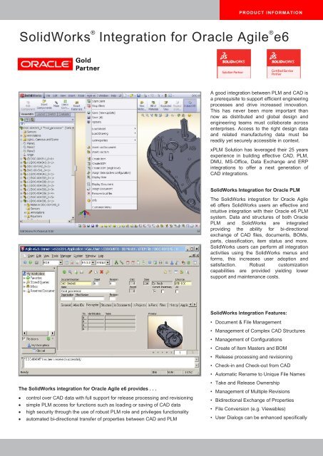 SolidWorks Integration for Oracle Agile e6 - xPLM Solution GmbH
