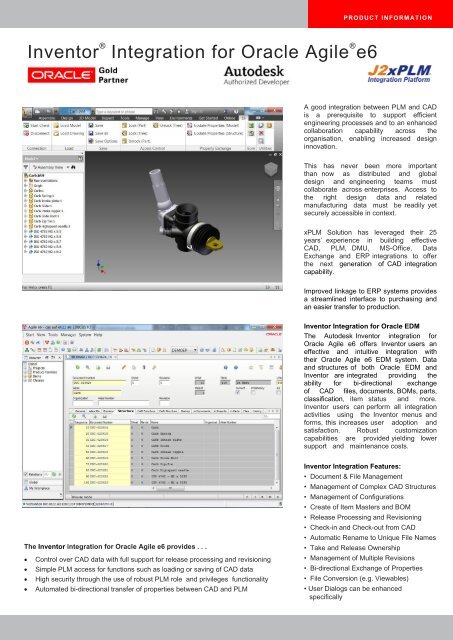 Inventor Integration for Oracle Agile e6 - xPLM