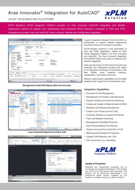 Aras Innovator® Integration for AutoCAD® - xPLM