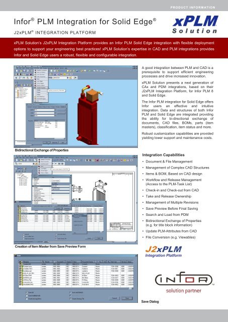 Infor® PLM Integration for Solid Edge® - xPLM Solution GmbH