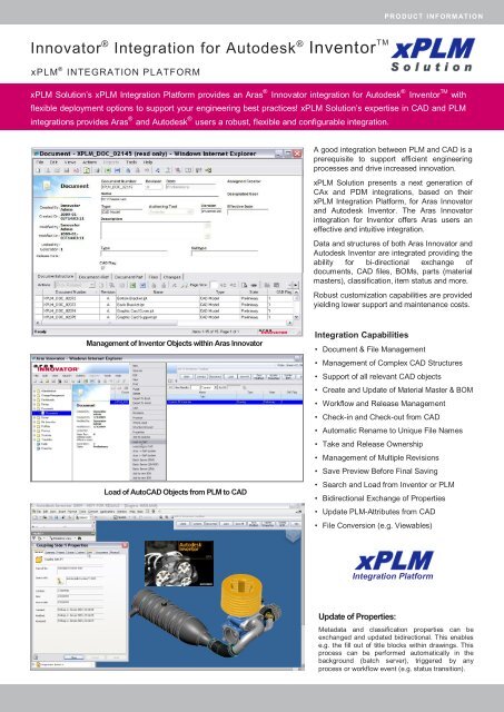 Aras Innovator Integration for Inventor - xPLM Solution GmbH