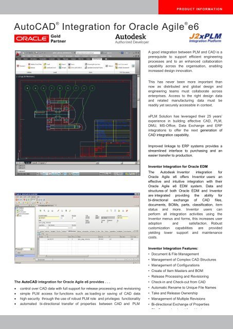 AutoCAD Integration for Oracle Agile e6 - xPLM Solution GmbH