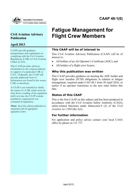 Fatigue Management for Flight Crew Members