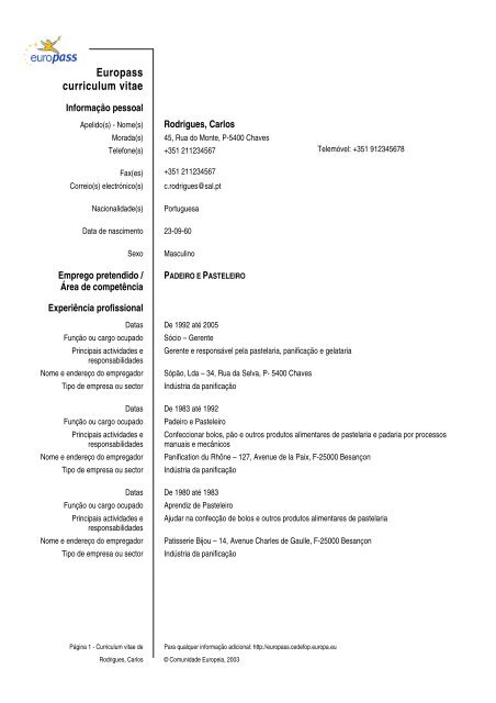 Europass curriculum vitae