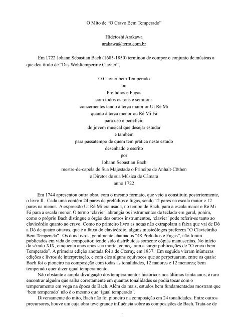 O Mito do Cravo bem Temperado - Hidetoshi Arakawa