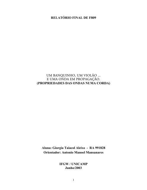 relatório final de f809 - IFGW - Unicamp