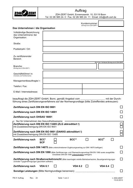 Auftrag - ZDH-Zert