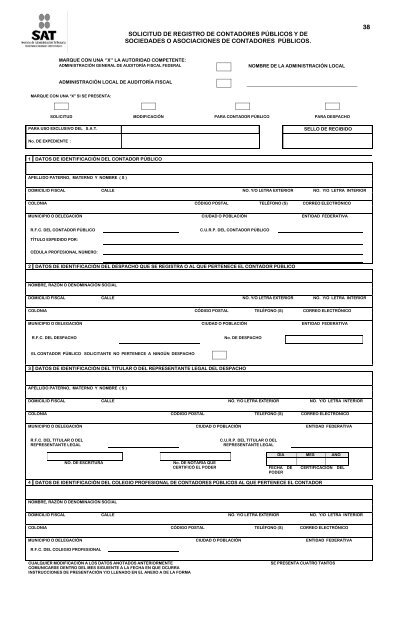 Forma 38 Registro de contadores públicos - IDCOnline