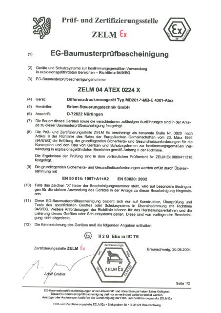 ZELM 04 ATEX 0224 X - ZELM ex