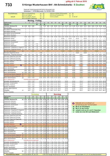 Fahrplan der Buslinie 733