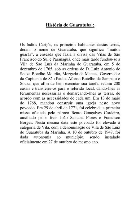 História de Guaratuba : - IOBV