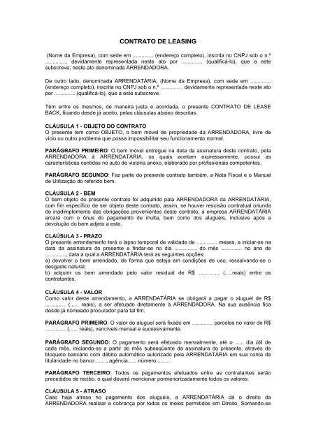 CONTRATO DE LEASING