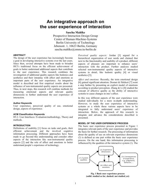 SIGCHI Conference Paper Format - TU Berlin