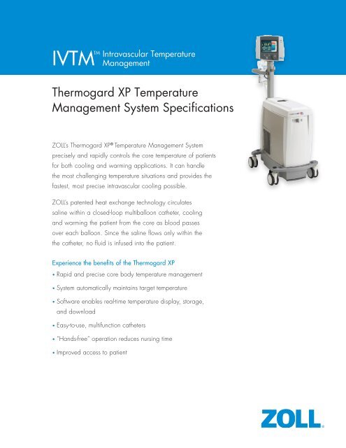 Thermogard XP Spec Sheet - ZOLL Medical Corporation