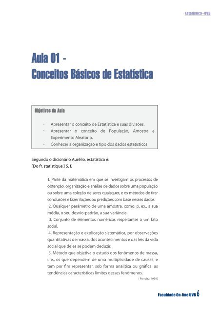 Aula 01 - Conceitos Básicos de Estatística - Arquivos UNAMA