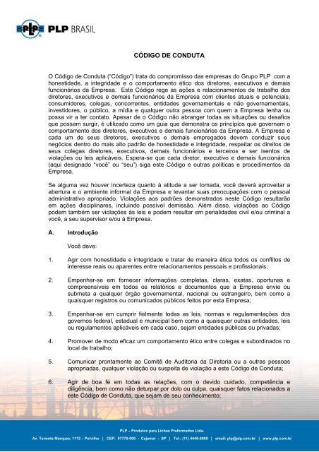 CÓDIGO DE CONDUTA