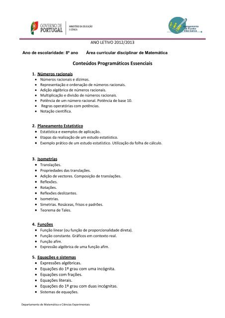 Matemática - 8º ano - Agrupamento de Escolas Elias Garcia Matemática - 8º ano - Agrupamento de Escolas Elias Garcia