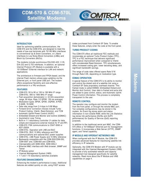 CDM-570 & CDM-570L Satellite Modems - SatCom Logistics, LLC